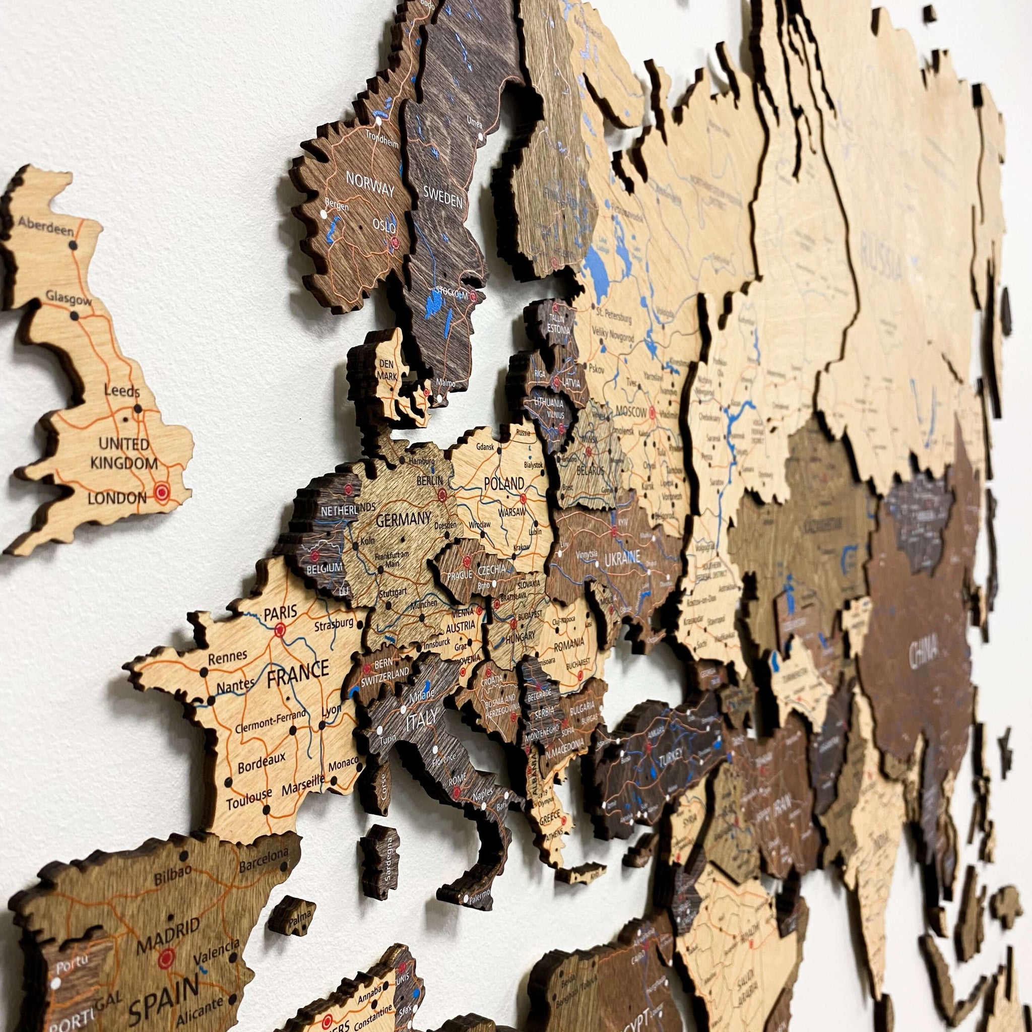 Wood World Map - Dark Walnut captivating wood world map wall