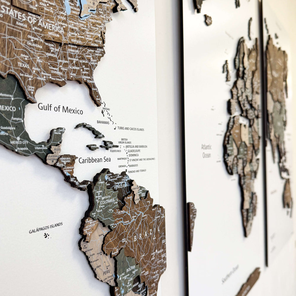 Rustic Wood World Map on a Board