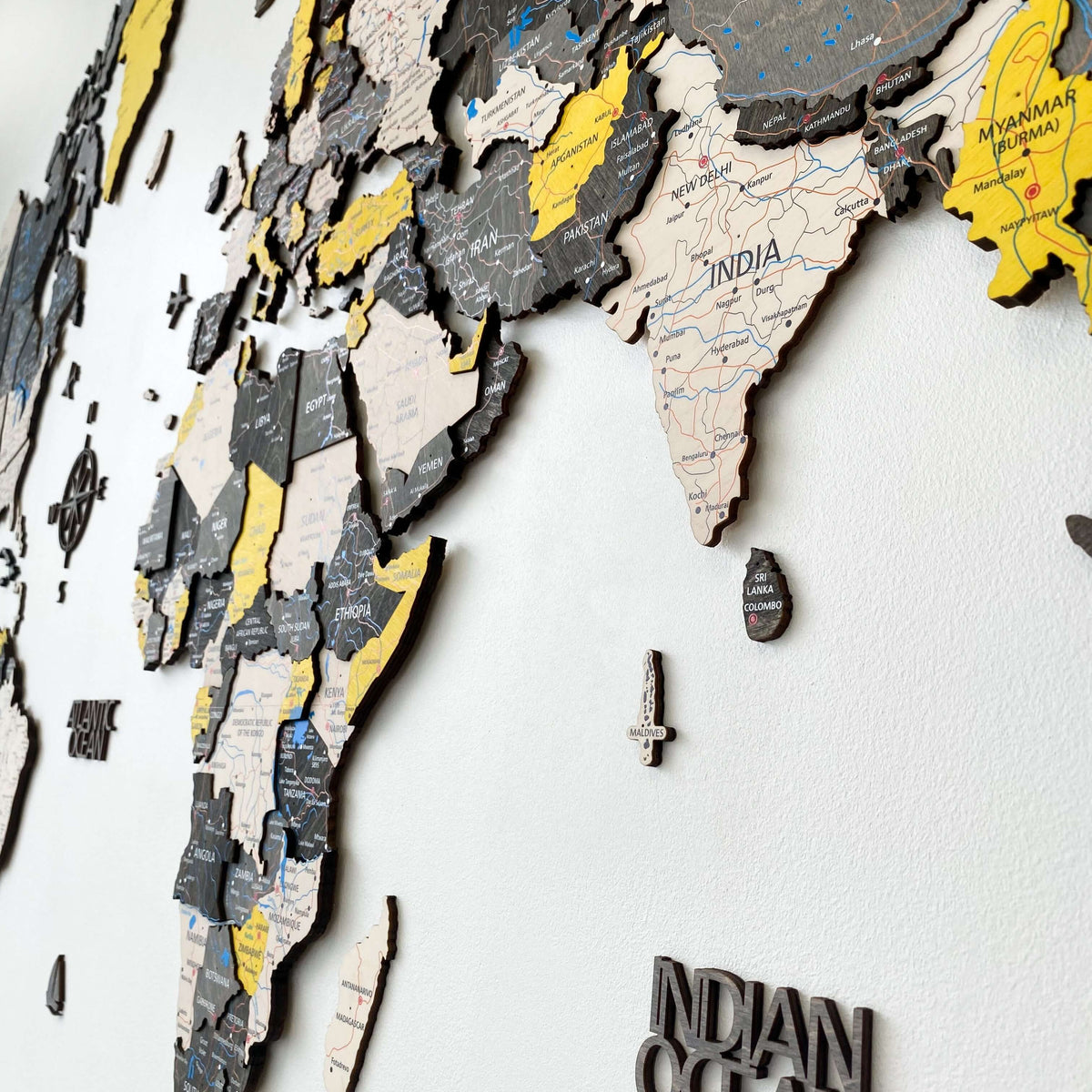 Wood World Map - Summer Time the essence of sun-kissed